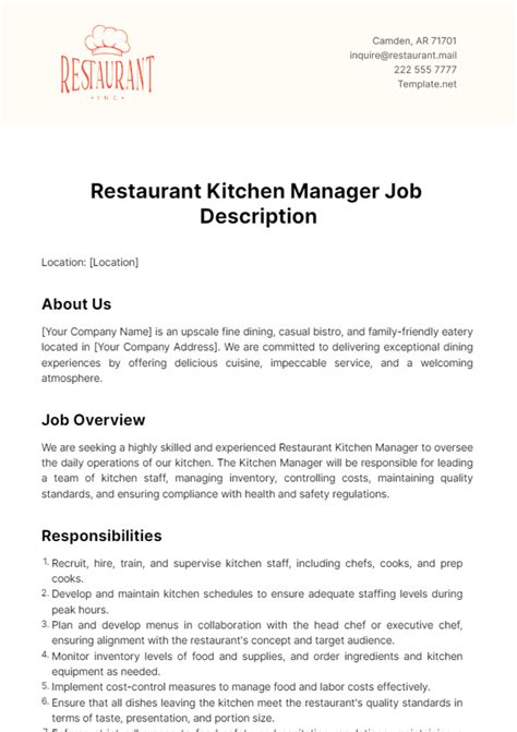 Kitchen Management Job Description At Richard Sayles Blog