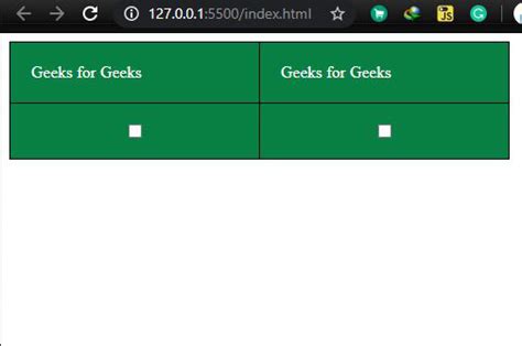 How Place A Checkbox Into The Center Of A Table Cell Geeksforgeeks