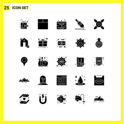 25 Universal Solid Glyph Signs Symbols Of Charge Battery Printer Fan Technology Editable Vector