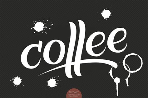 그려진된 글자 커피 얼룩 손 우아한 현대 필기 서 예 잉크 그림 벡터 어두운 배경에 타이 포 그래피 포스터입니다 카드 초대장 인쇄 등 개념에 대한 스톡 벡터 아트 및 기타
