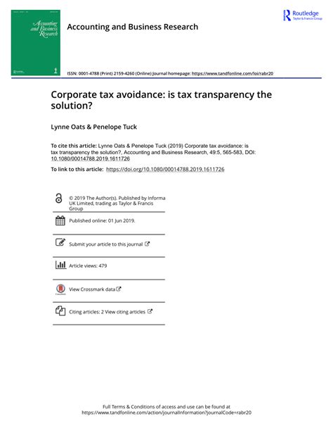 Pdf Corporate Tax Avoidance Is Tax Transparency The Solution