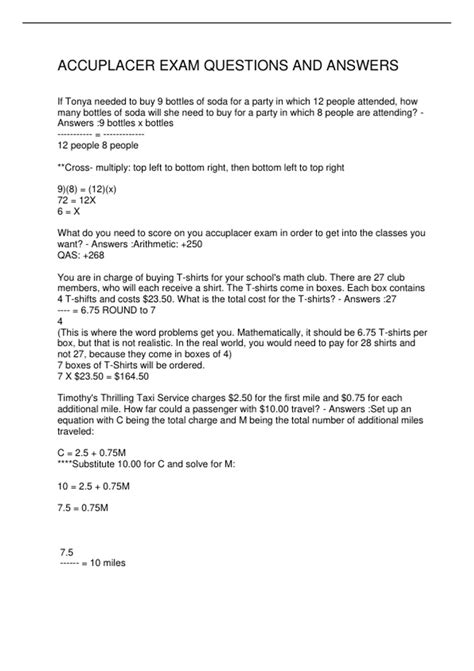 Accuplacer Exam Questions And Answers Accuplacer Stuvia Us