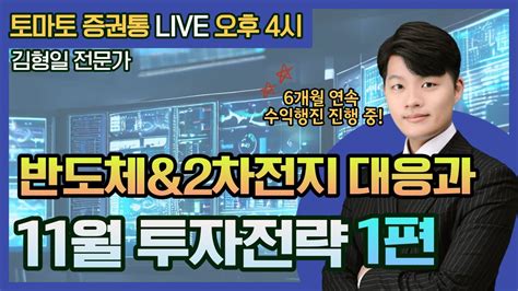 반도체and2차전지 대응과 11월 투자전략 1편 토마토 증권통 Live ★김형일 전문가★ Youtube