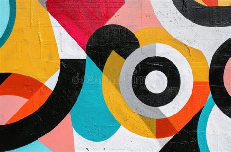 Vibrant Abstract Mural With Geometric Shapes And Patterns Stock Illustration Illustration Of