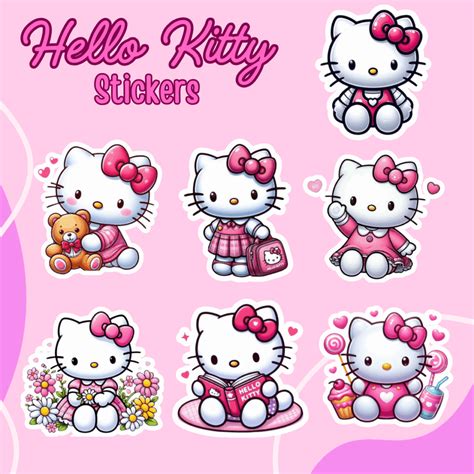 Hello Kitty Printable Stickers Practice Worksheet
