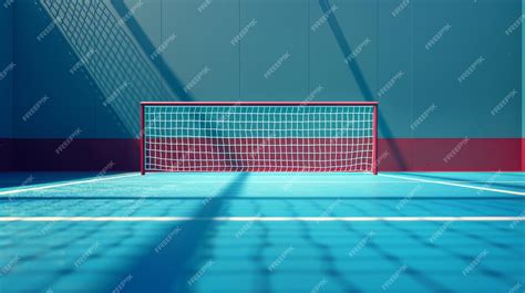 A Handball In A Court With Goal Banner Of Handball Game Sport Concept