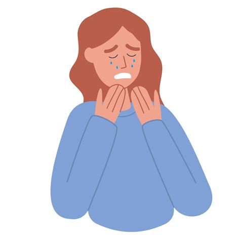 얼굴에 눈물이 떨어지는 슬픈 우는 사람 불행한 우울한 얼굴 표정 외침 프리미엄 벡터