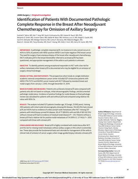 Pdf Identification Of Patients With Documented Pathologic Complete