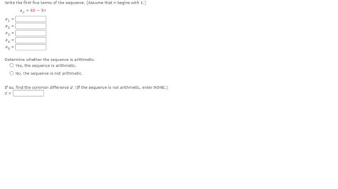 Solved Write The First Five Terms Of The Sequence Assume
