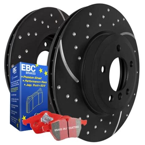 Dimp Slotted Front Rda Disc Brake Rotors And Ebc Redstuff Pads For Subaru