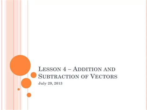 PPT Lesson Addition And Subtraction Of Vectors PowerPoint Presentation ID