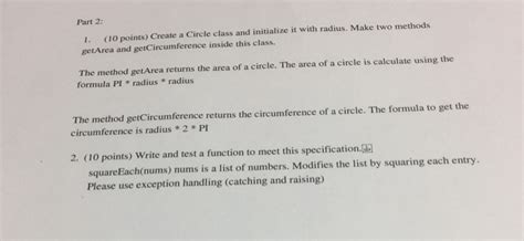 solved part 2 1 10 points create a circle class and
