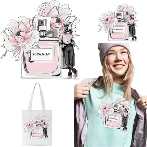 핑크 플라워 아이언 전사 의류 Diy 세탁 가능한 열 스티커 티셔츠 가방 패션 고급 패치 아플리케 탑 Aliexpress