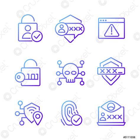 Cybersecurity Technologies Pixel Perfect Gradient Linear Vector Icons
