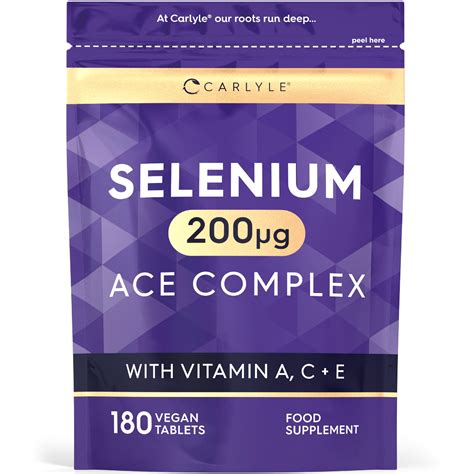 Selenium Ace 200mcg With Vitamin A C And E 180 Vegan Tablets High Strength Selenium