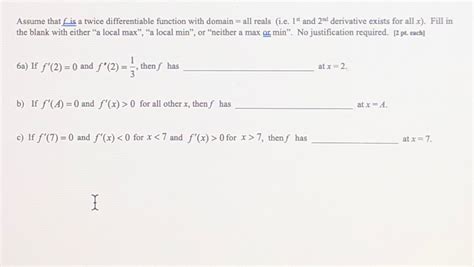 Solved Assume That Is A Twice Differentiable Function With