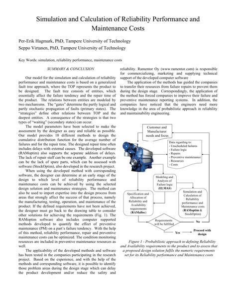 Pdf Simulation And Calculation Of Reliability Performance And Maintenance Costs