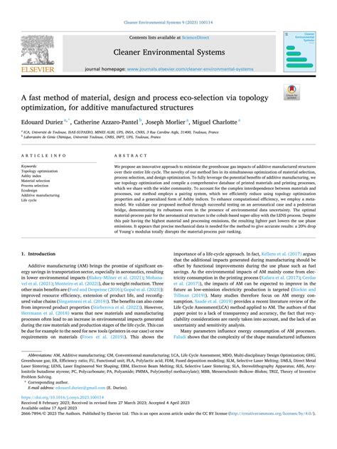 Pdf A Fast Method Of Material Design And Process Eco Selection Via