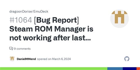 Bug Report Steam Rom Manager Is Not Working After Last Update · Issue 1064 · Dragoondorise