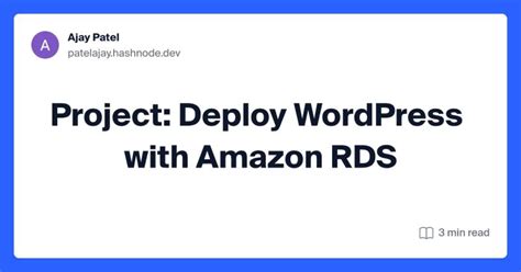 Ajay Patel On Linkedin Project Deploy Wordpress With Amazon Rds