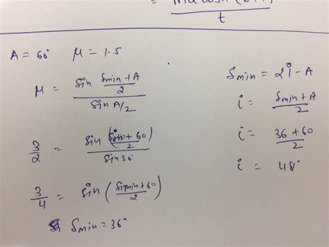 For A Prism Angle Of Prism Is And It S Refractive Index Is Angle Of Incidence