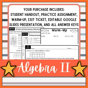 No Prep Lesson Attributes And Transformations Of Cubic Functions