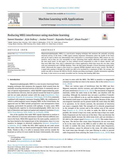 Reducing Meg Interference Using Machine Learning Pdf Magnetoencephalography