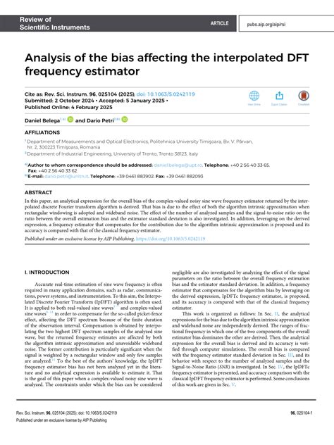 Analysis Of The Bias Affecting The Interpolated Dft Frequency Estimator