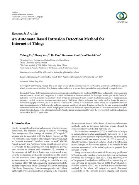 pdf an automata based intrusion detection method for internet of as “instance cameras