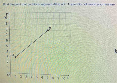 solved find the point that partitions segment ab in a 2 1 ratio do not round your answer [math]