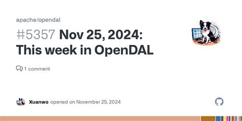 Nov This Week In OpenDAL Issue Apache Opendal GitHub