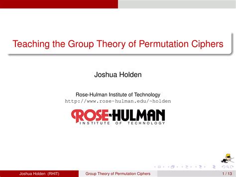 Teaching The Group Theory Of Permutation Ciphers PDF