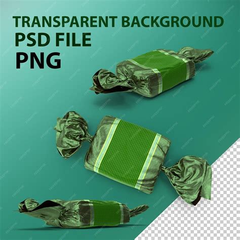 Premium Psd Wrapped Green Toffee Candy Png