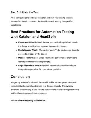 A Guide To Using Katalon Studio With The HeadSpin Platform Pdf
