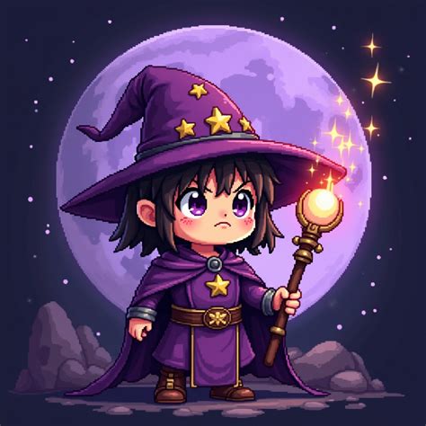 Faithful Chibi Fantasy Wizard Pixel Art Stable Diffusion Online