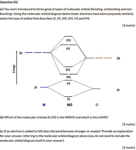 Solved Question D2 A You Were Introduced To Three General Types Of Molecular Orbital Bonding