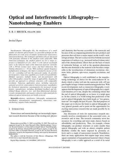 Interferometric Lithography Pdf Photolithography Interferometry