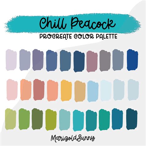 Chill Peacock Procreate Color Palette Color Swatches Ipad Procreate