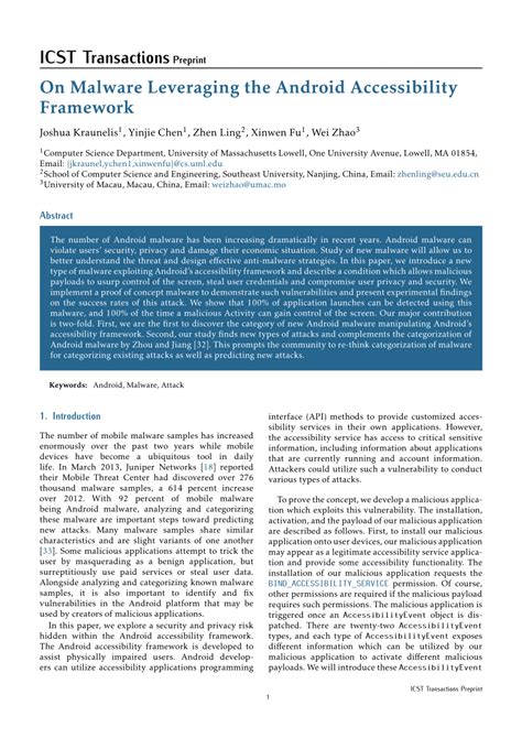 Pdf On Malware Leveraging The Android Accessibility Framework