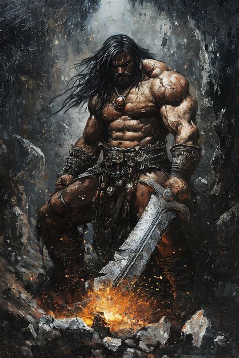Conan The Simerian Forging His Sword By Bloodfilth On Deviantart