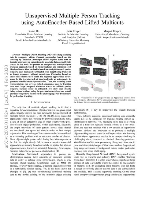 Unsupervised Multiple Person Tracking Using Autoencoder Based Lifted Multicuts Deepai