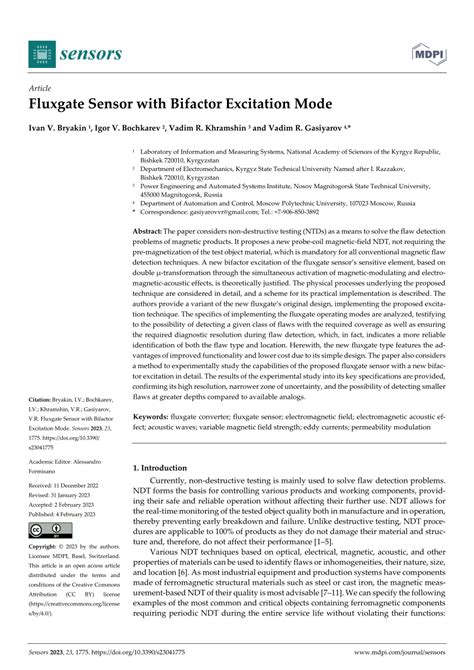 Pdf Fluxgate Sensor With Bifactor Excitation Mode