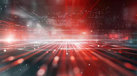 Binary Code On A Red Background With A Glowing Red Light In The Center