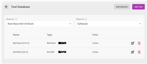 Tool Database Easycarve