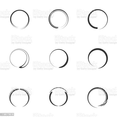 둥근 모양 아이콘의 집합입니다 다른 나선형 요소 플랫 스타일 벡터 일러스트와 검은 흰색 원 브러시 스트로크 낙서 드로잉에 대한 스톡 벡터 아트 및 기타 이미지 Istock