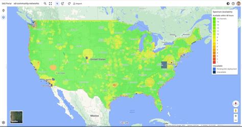 Cbrs Spectrum Availability Map For Outdoor Cbsds At A Specific Time