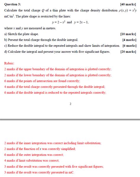 Solved Question 3 40 Marks Calculate The Total Charge Q Chegg Com
