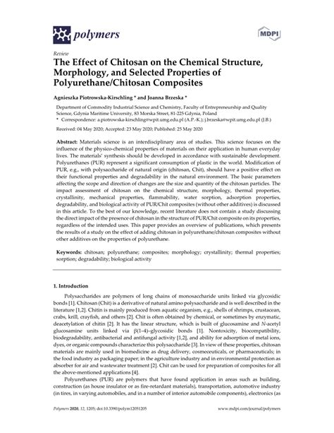 Pdf The Effect Of Chitosan On The Chemical Structure Morphology And