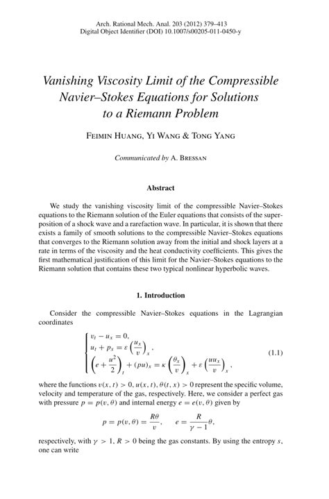 Pdf Vanishing Viscosity Limit Of The Compressible Navier Stokes Equations For Solutions To A