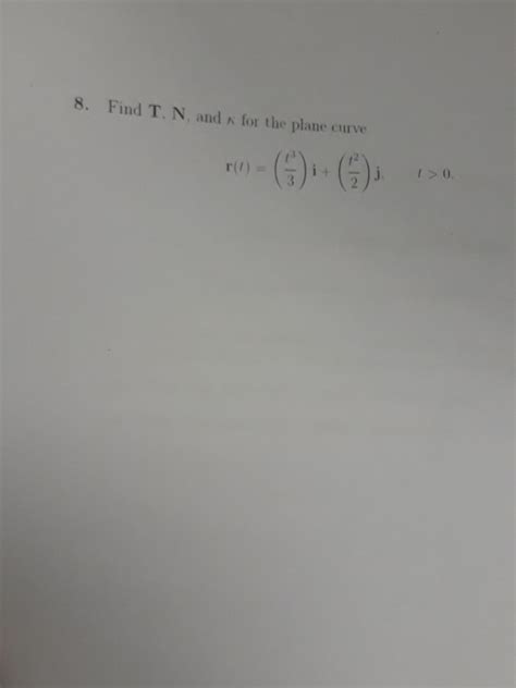 Solved Find T N And For The Plane Curve Chegg